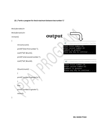 C Language Programs | DOCX