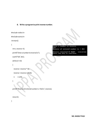 C Language Programs | DOCX