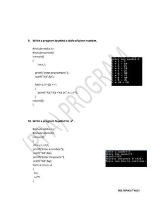 C Language Programs | DOCX