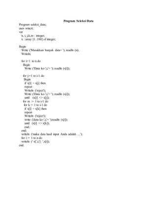 Program seleksi data | DOCX