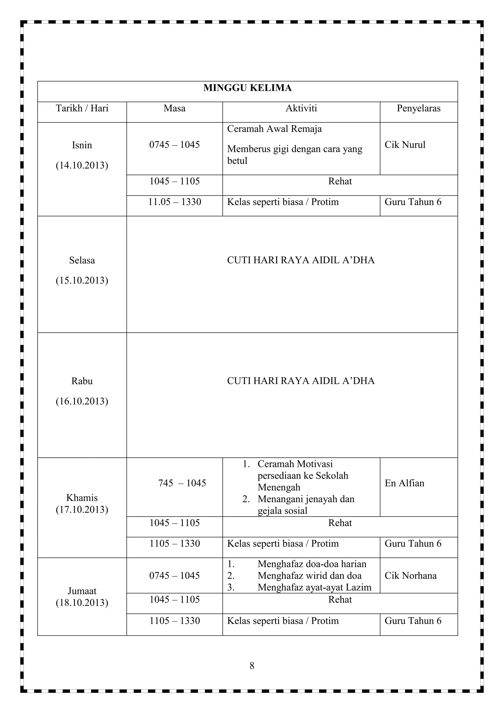 Program Selepas UPSR 2013 | PDF