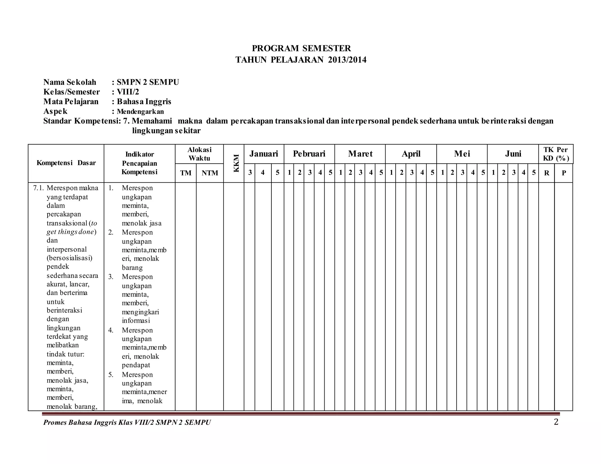 Program semester | DOCX