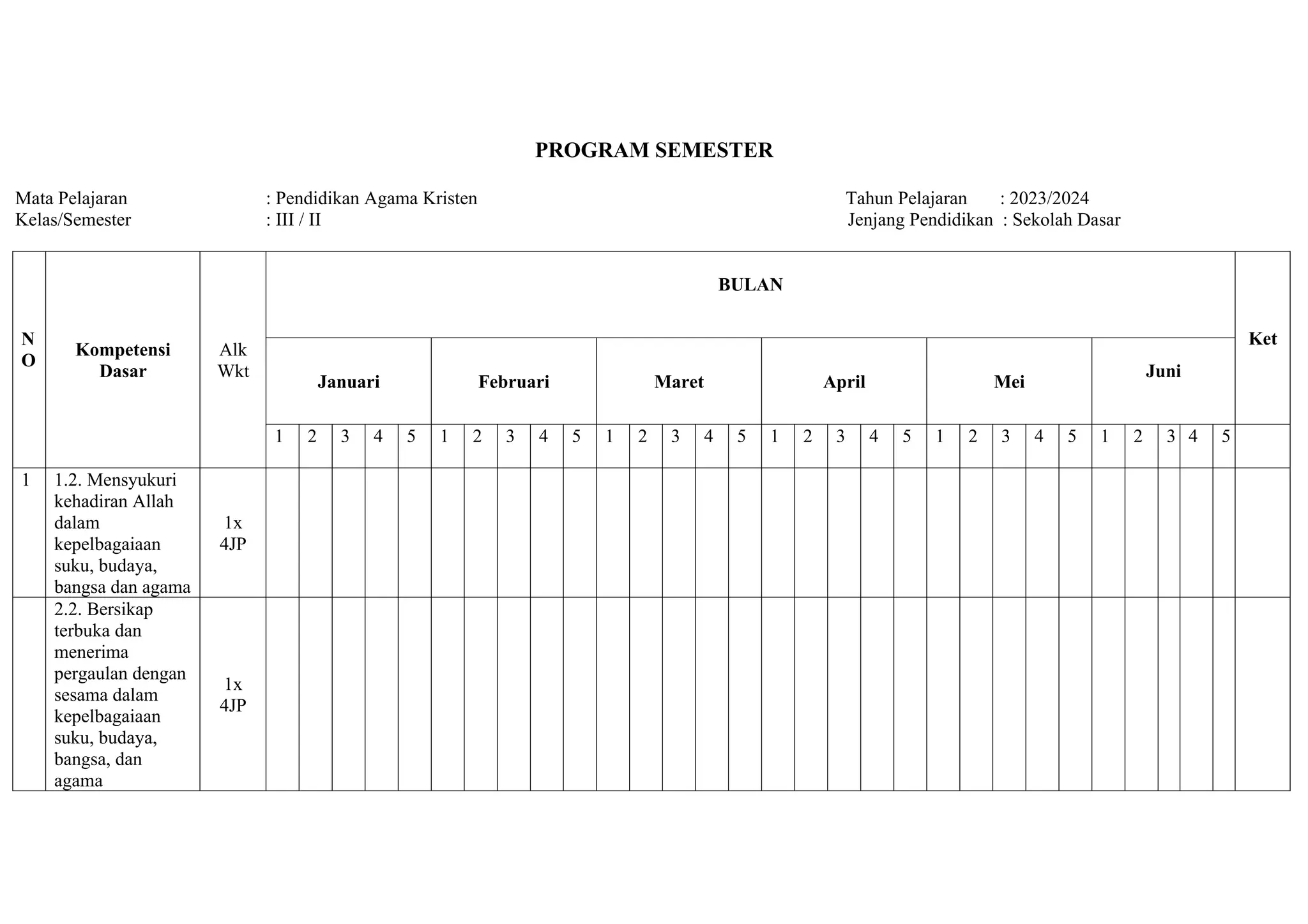 program tahunan dan program semester dan | DOCX