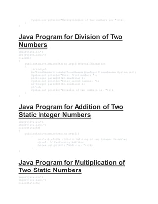 Programs of java | DOCX