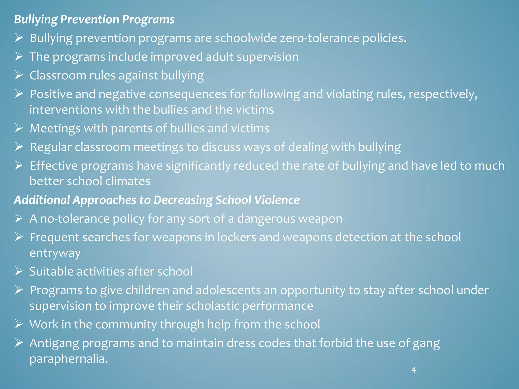 Programs to Treat and Prevent School Violence | PPTX
