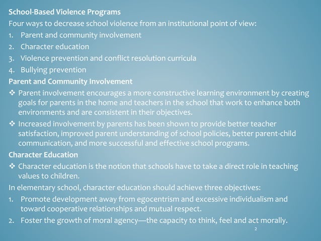 Programs to Treat and Prevent School Violence | PPTX | Parenting ...