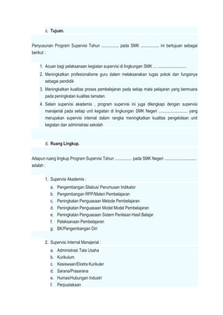Program supervisi kepala sekolah | PDF