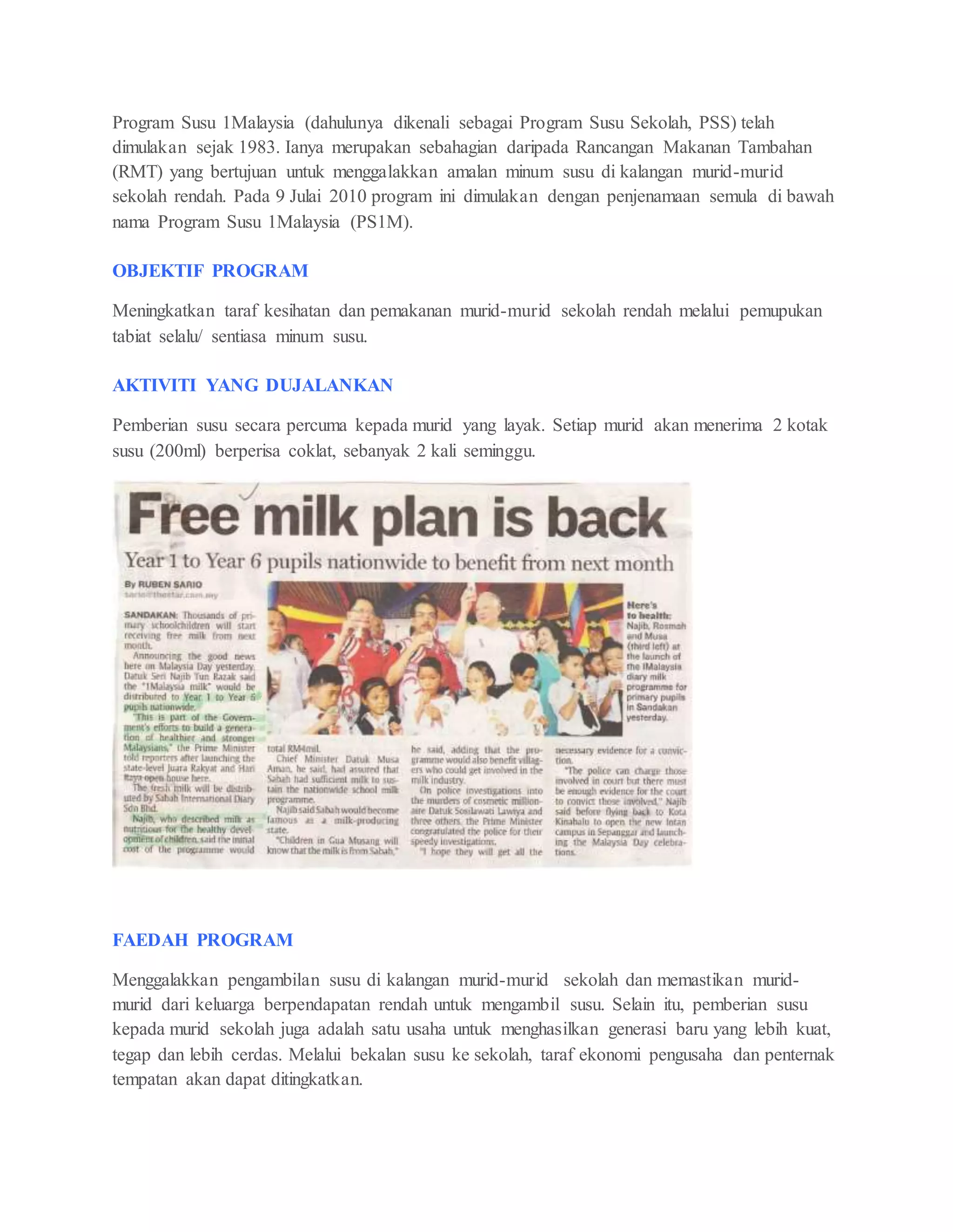 Program susu sekolah | DOCX