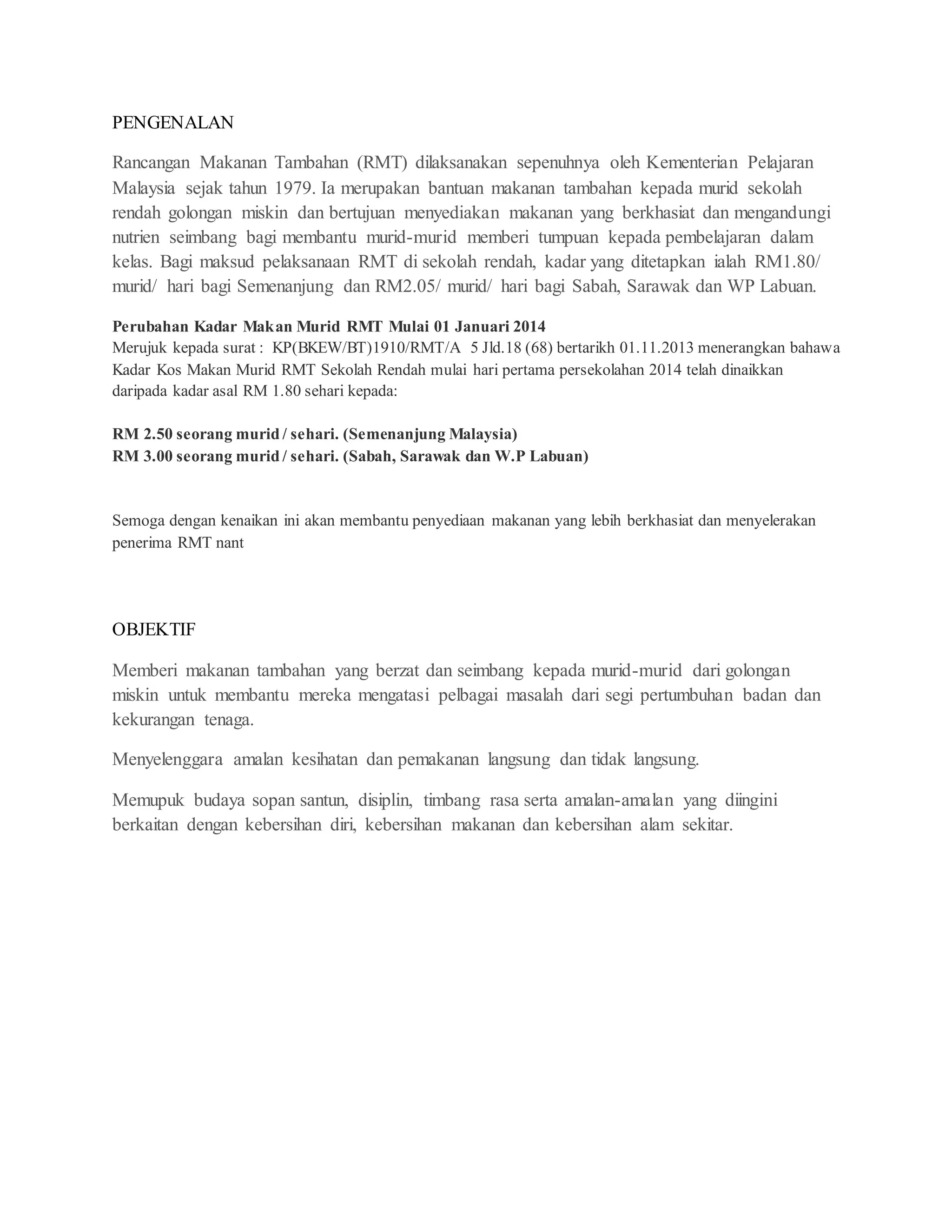 Program susu sekolah | DOCX