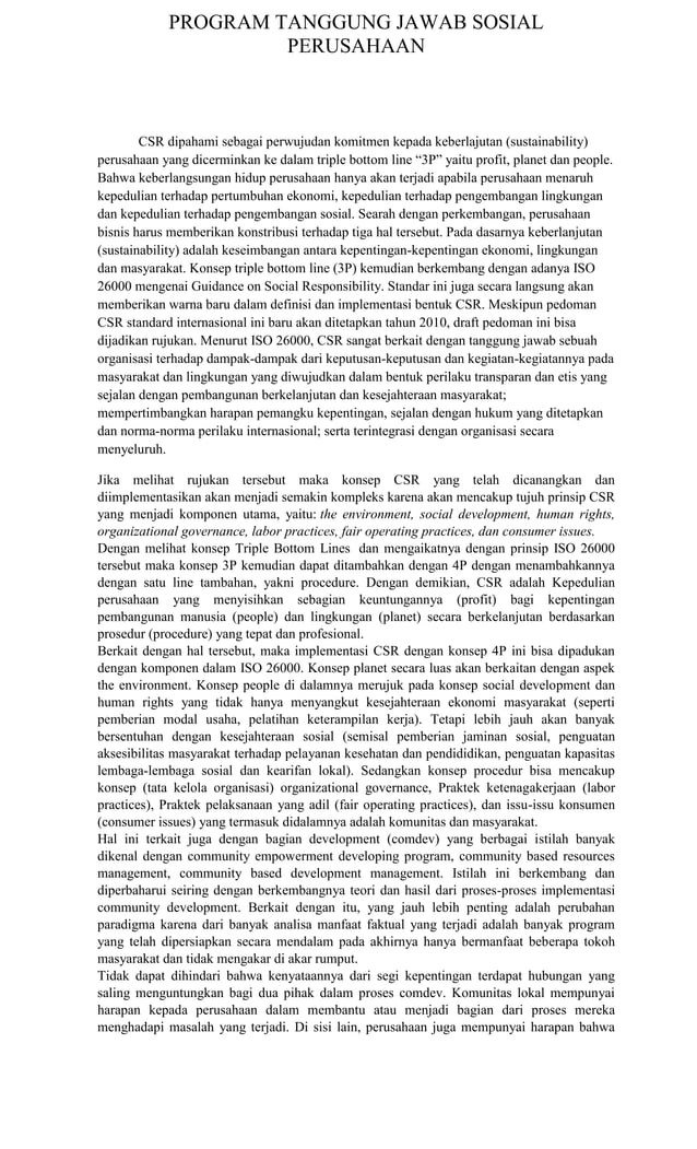 Program tanggung jawab sosial perusahaan | PDF