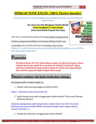 Program tone excel | PDF