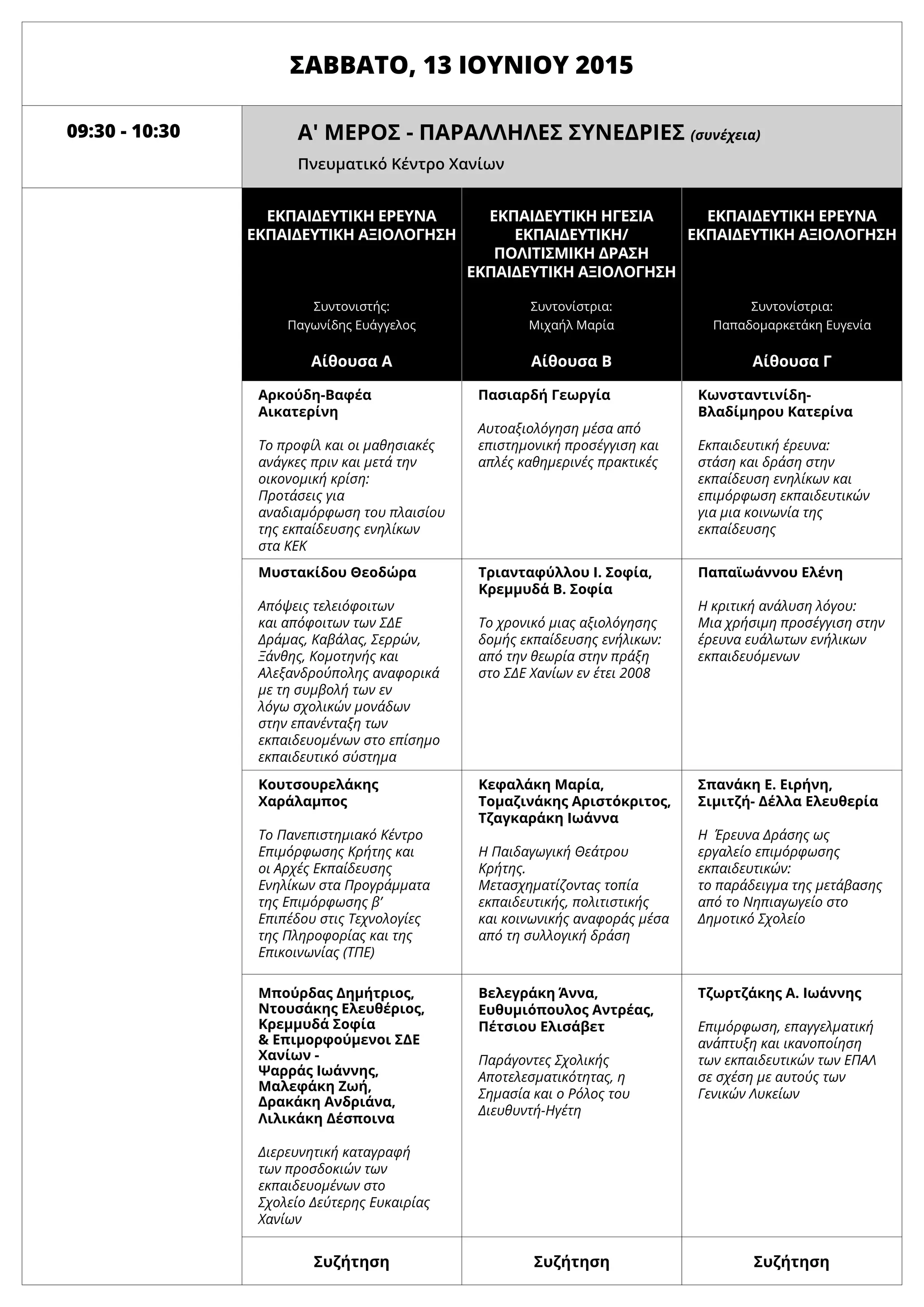 Πρόγραμμα Συνεδρίου | PDF