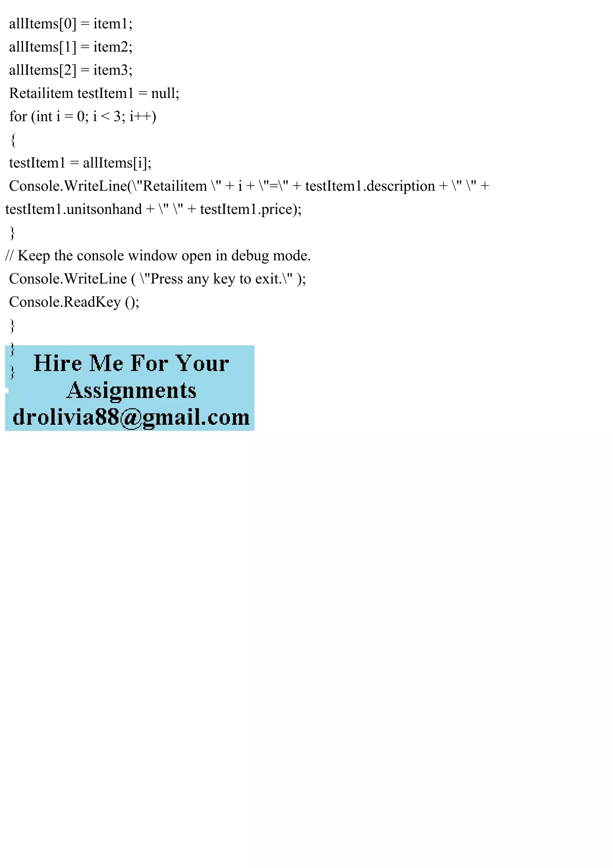 Program to print array elements using System; namespace Retai.pdf