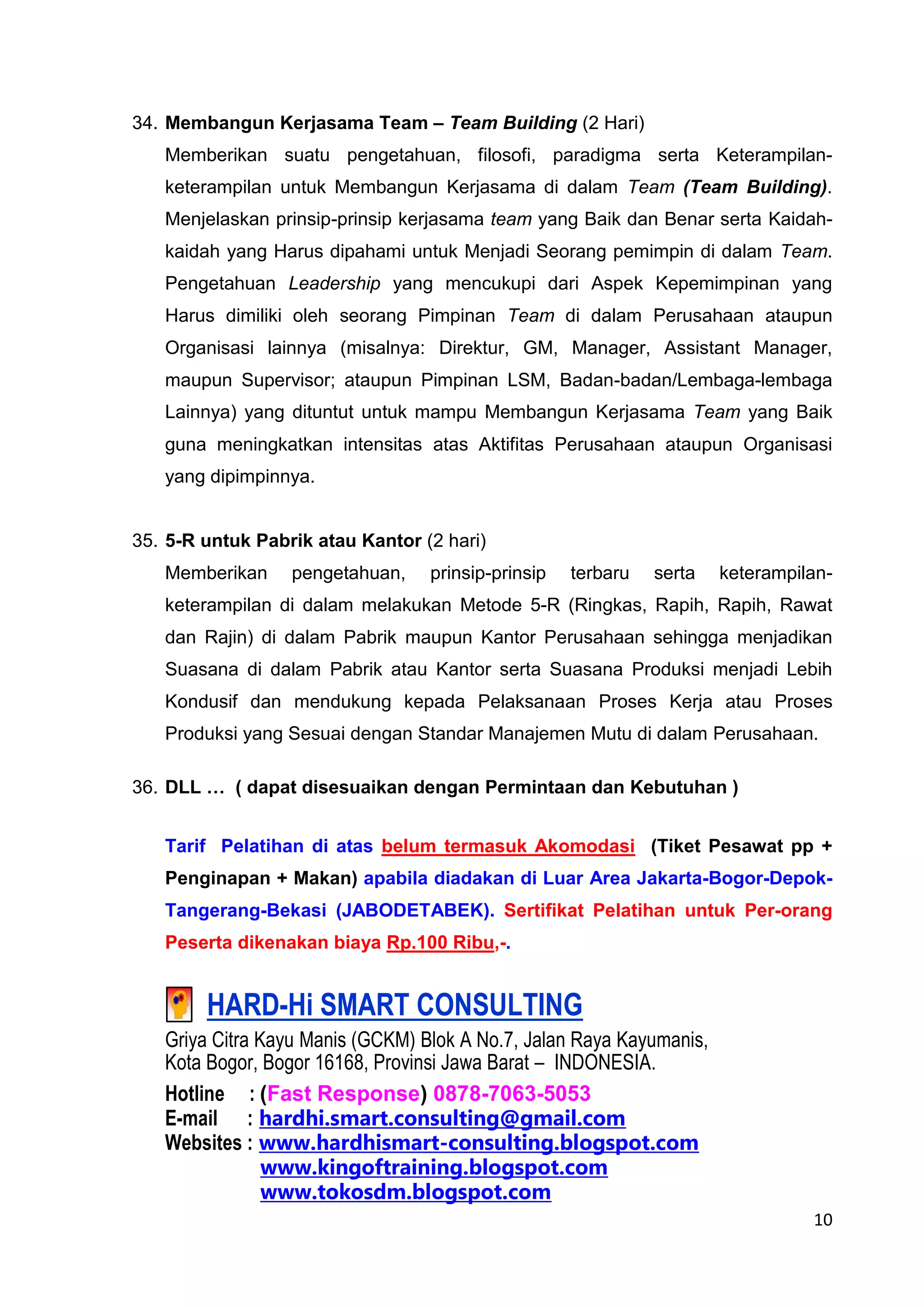 Konsultan SDM dan Pelatihan SDM | PDF