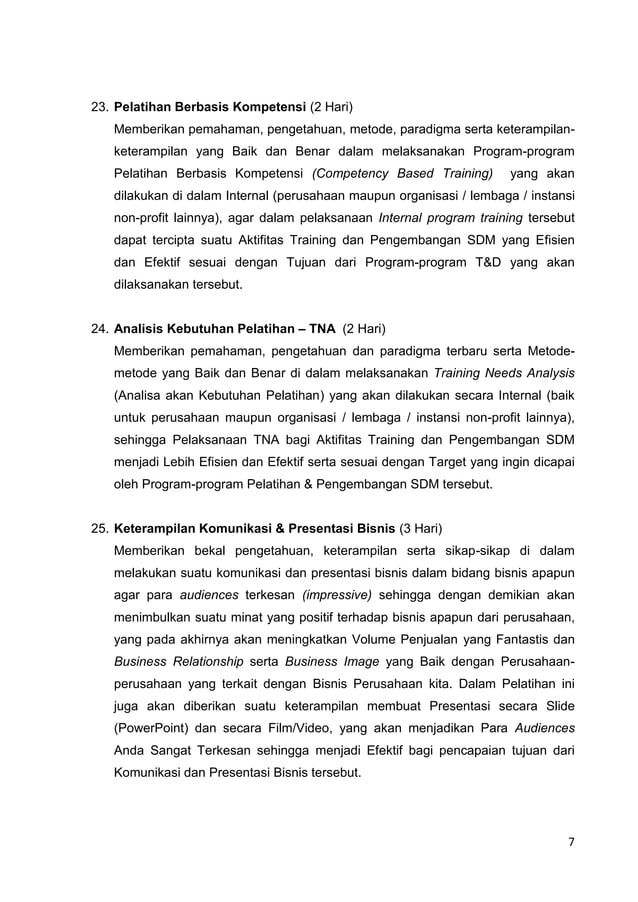 Konsultan SDM dan Pelatihan SDM | PDF