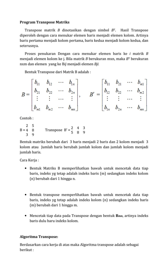 Program transpose matriks | PDF