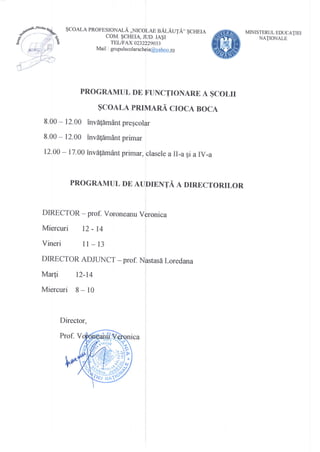 Programul de functionare al scolii | PDF