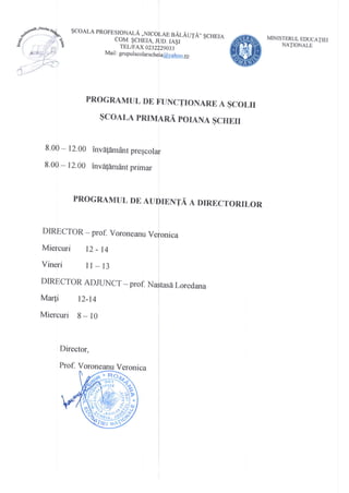 Programul de functionare al scolii | PDF