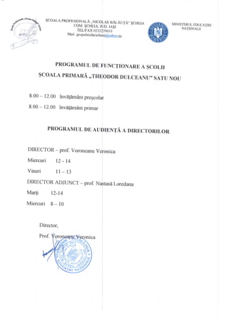 Programul de functionare al scolii | PDF