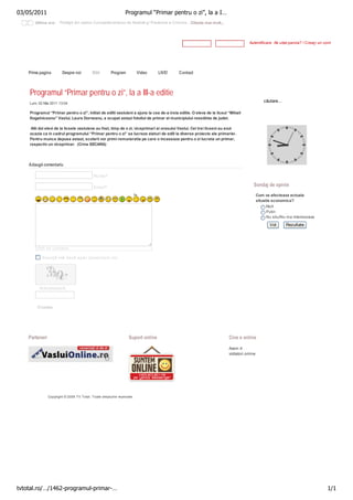 Programul “primar pentru o zi”, la a III a editie | PDF