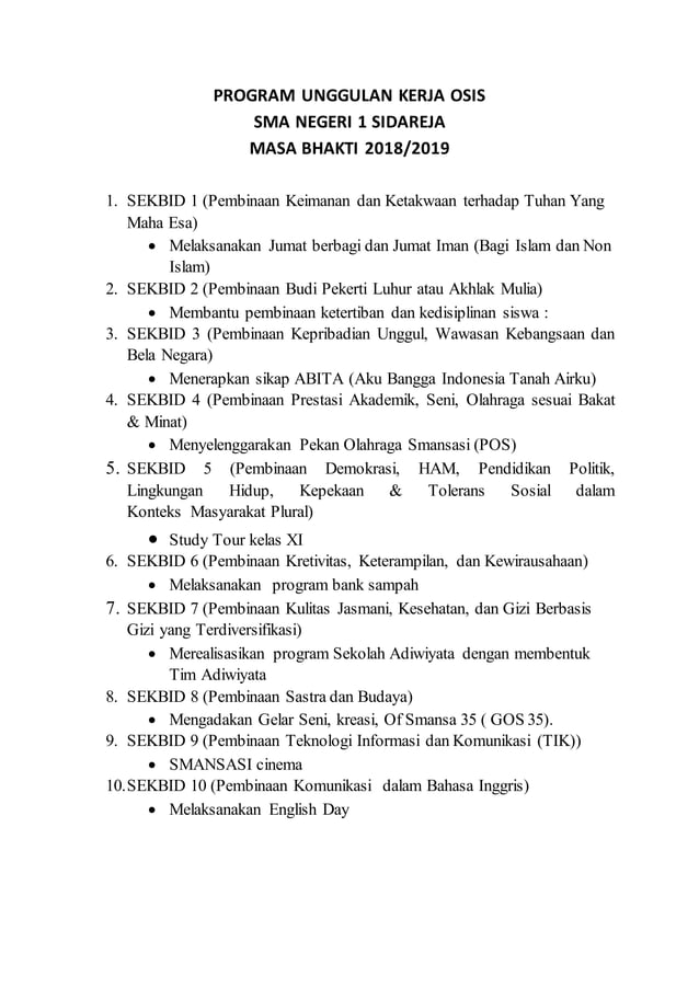 Program unggulan kerja osis | PDF