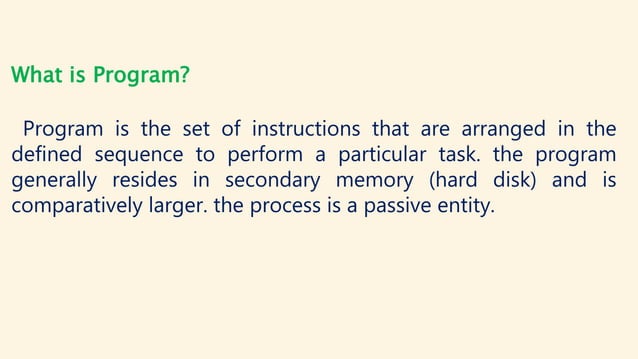 Difference Program vs Process vs Thread | PPT