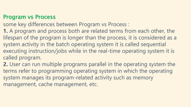 Difference Program vs Process vs Thread | PPT