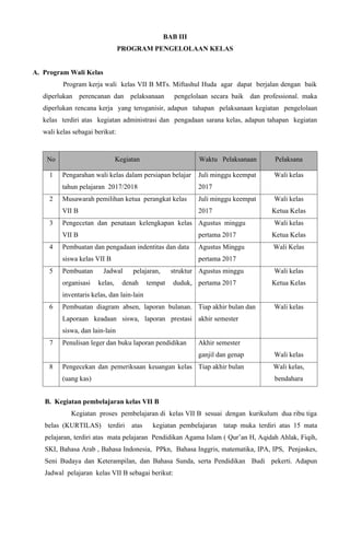 PROGRAM WALI KELAS MTs Miftahul Huda Pugeran | DOC