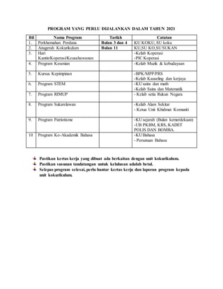 Program yang perlu dijalankan 2021 | DOCX