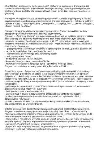 Programy profilaktyczne i przykłady praktycznych rozwiązań w | PDF