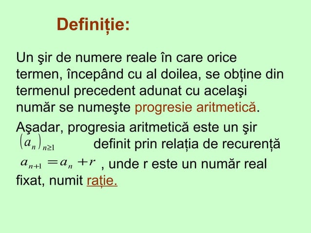 Siruri de numere reale: progresia aritmetica | PPT
