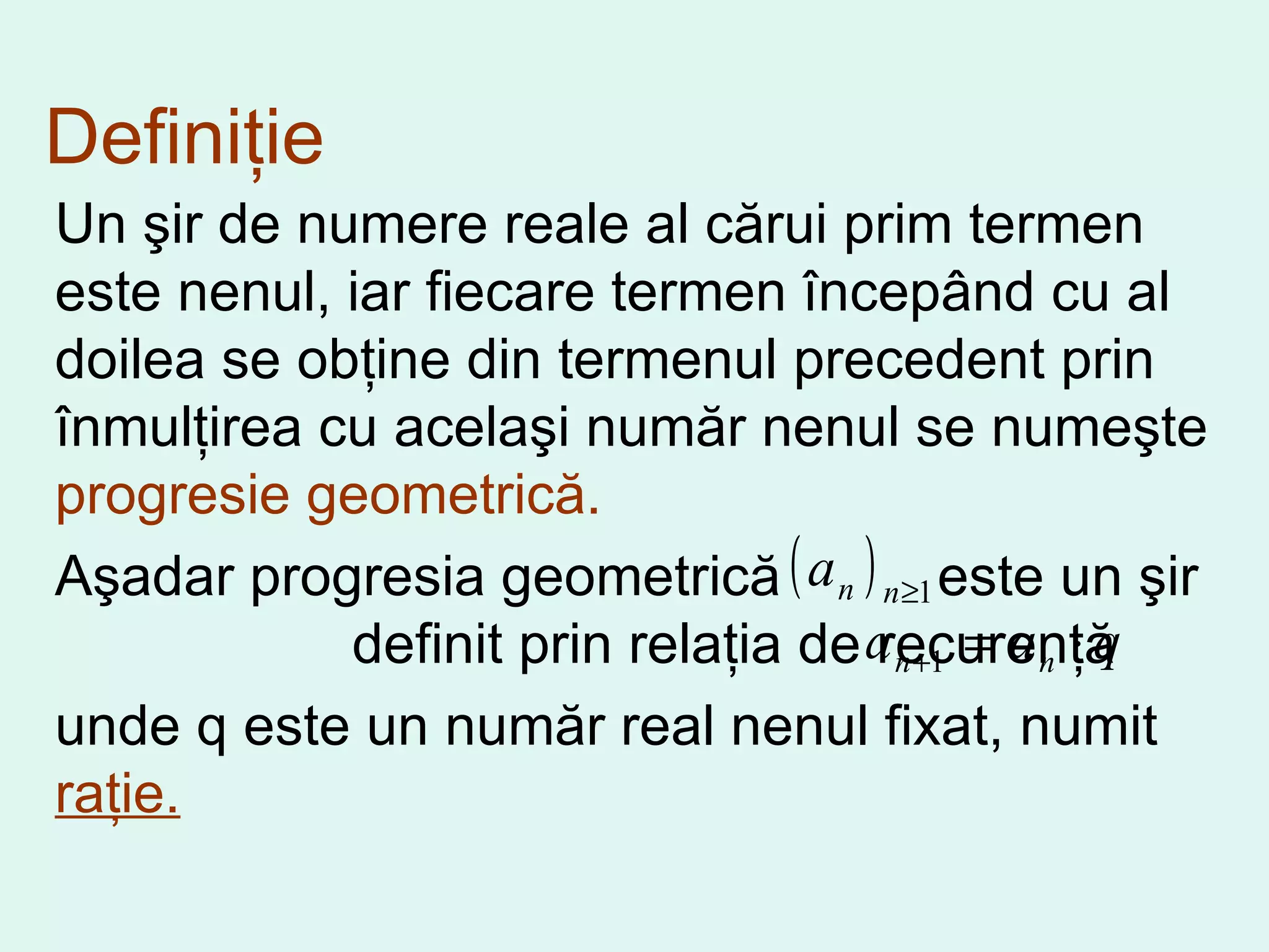 Progresia Geometrica | PPT