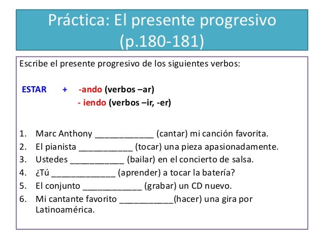 Presente Progresivo Formas Irregulares
