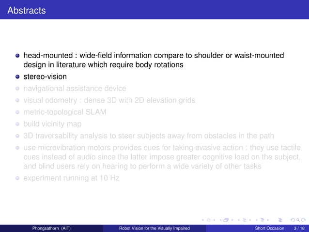 Robot Vision for the Visually Impaired | PDF