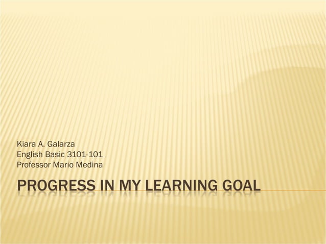 Progress In My Learning Goal | PPT