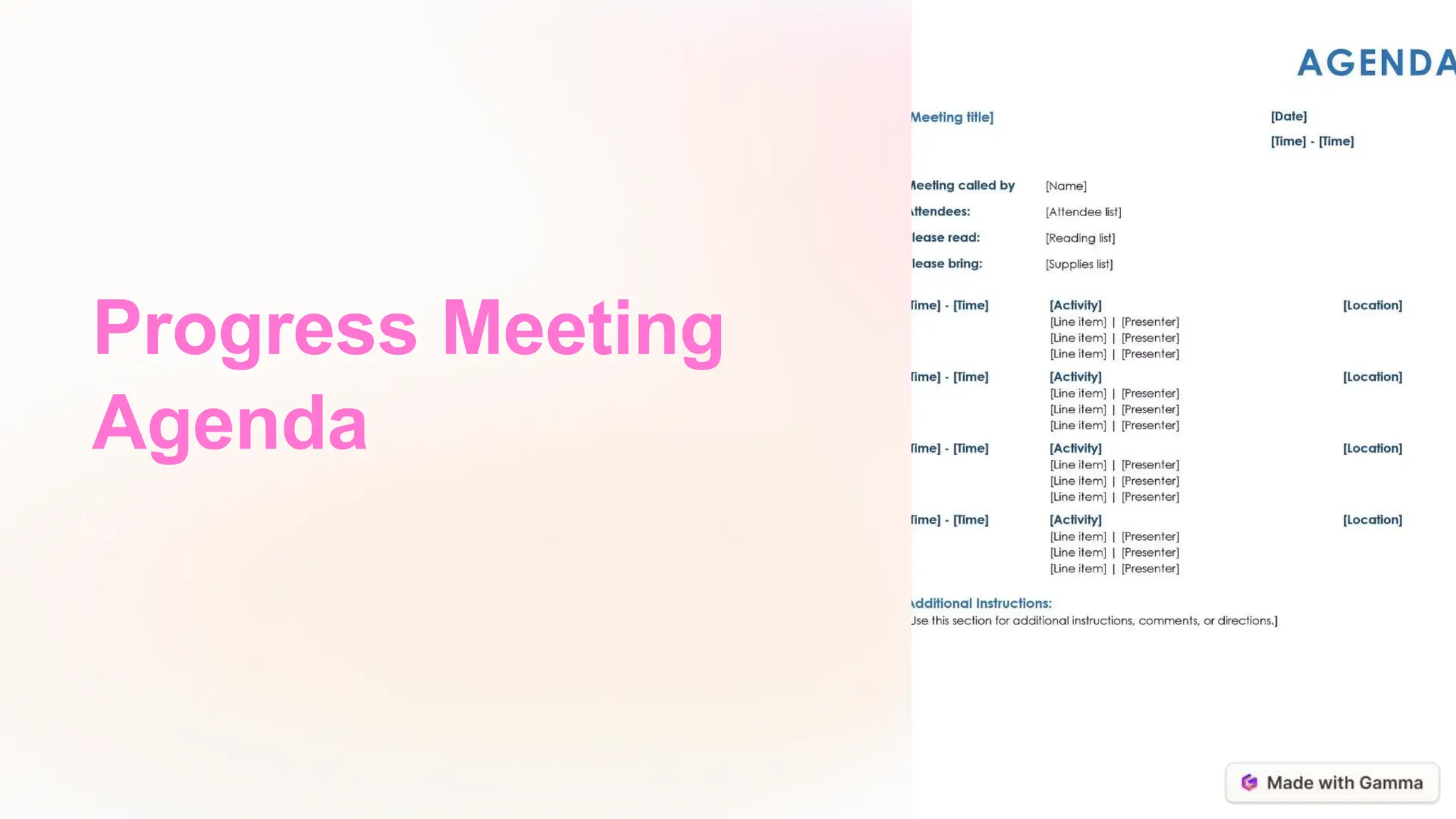 Progress Meeting Agenda and Presentation of Data | PPTX