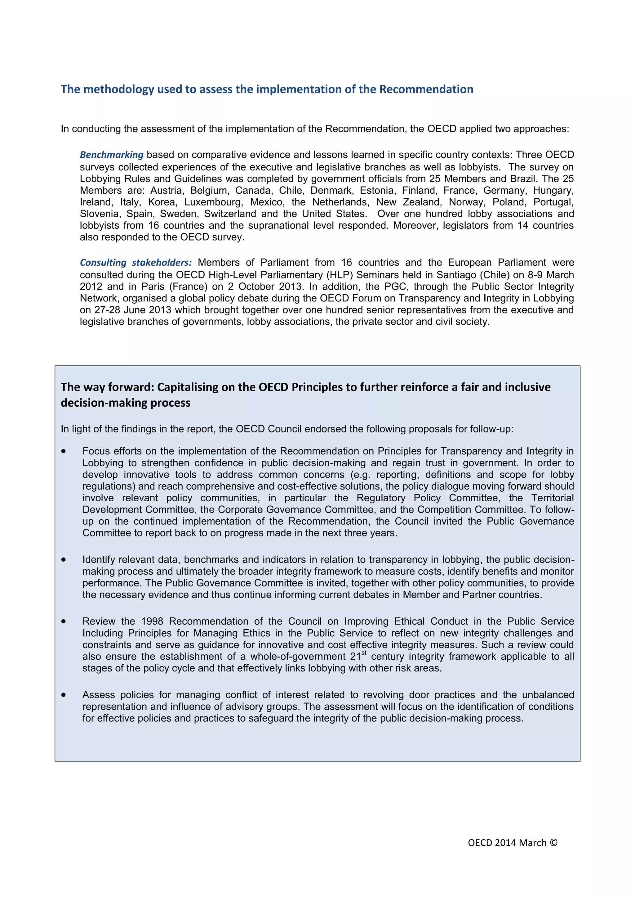 Progress Report on Implementing the OECD Principles for Transparency and Integrity in Lobbying ...