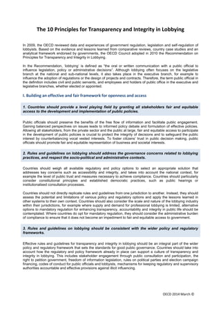 Progress Report on Implementing the OECD Principles for Transparency and Integrity in Lobbying ...
