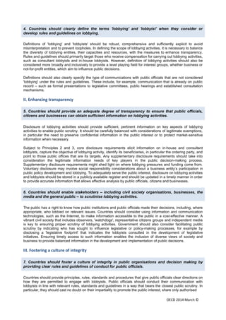 Progress Report on Implementing the OECD Principles for Transparency and Integrity in Lobbying ...