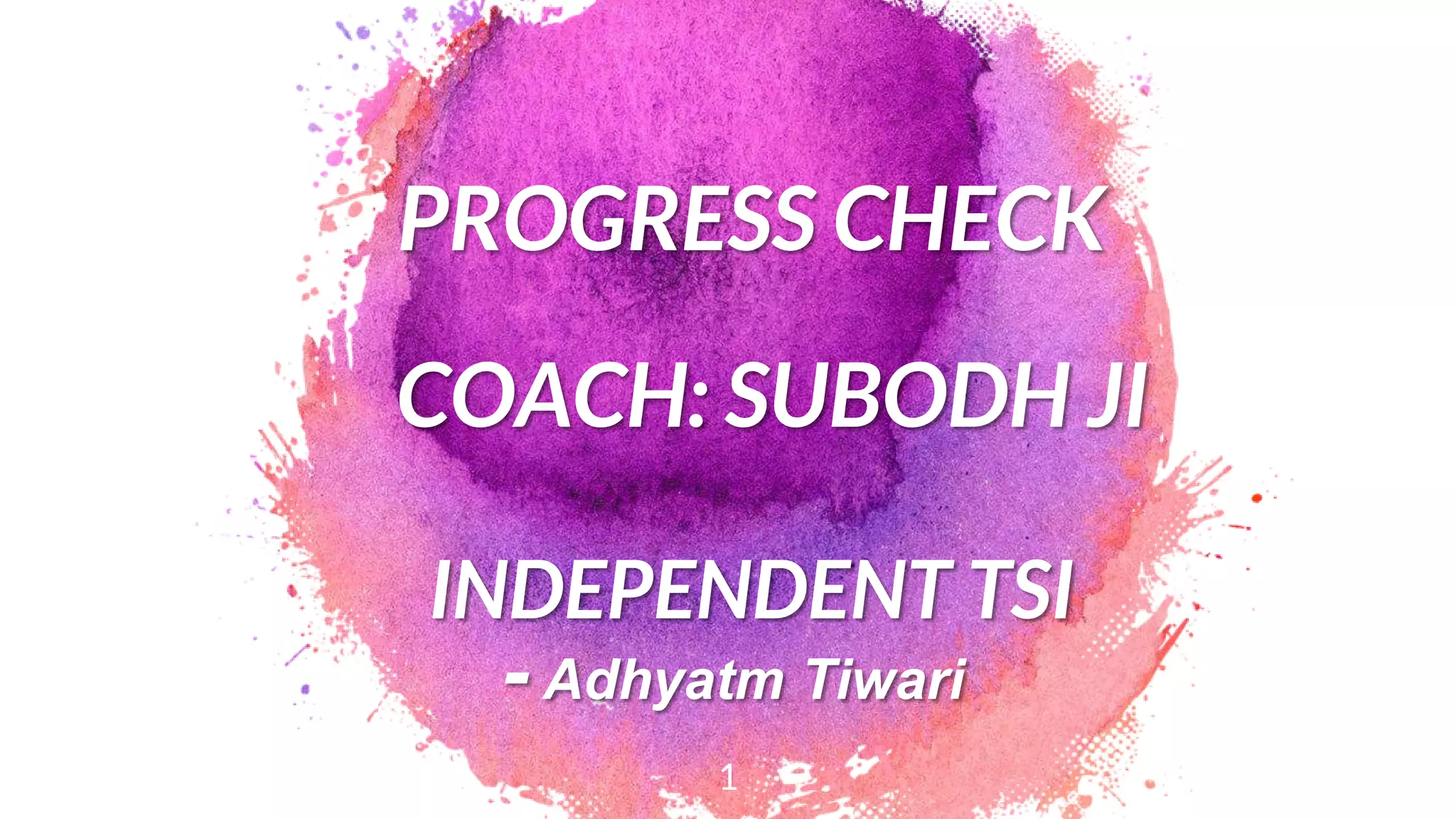 FMCG Management Trainee Progress Check India | PPTX