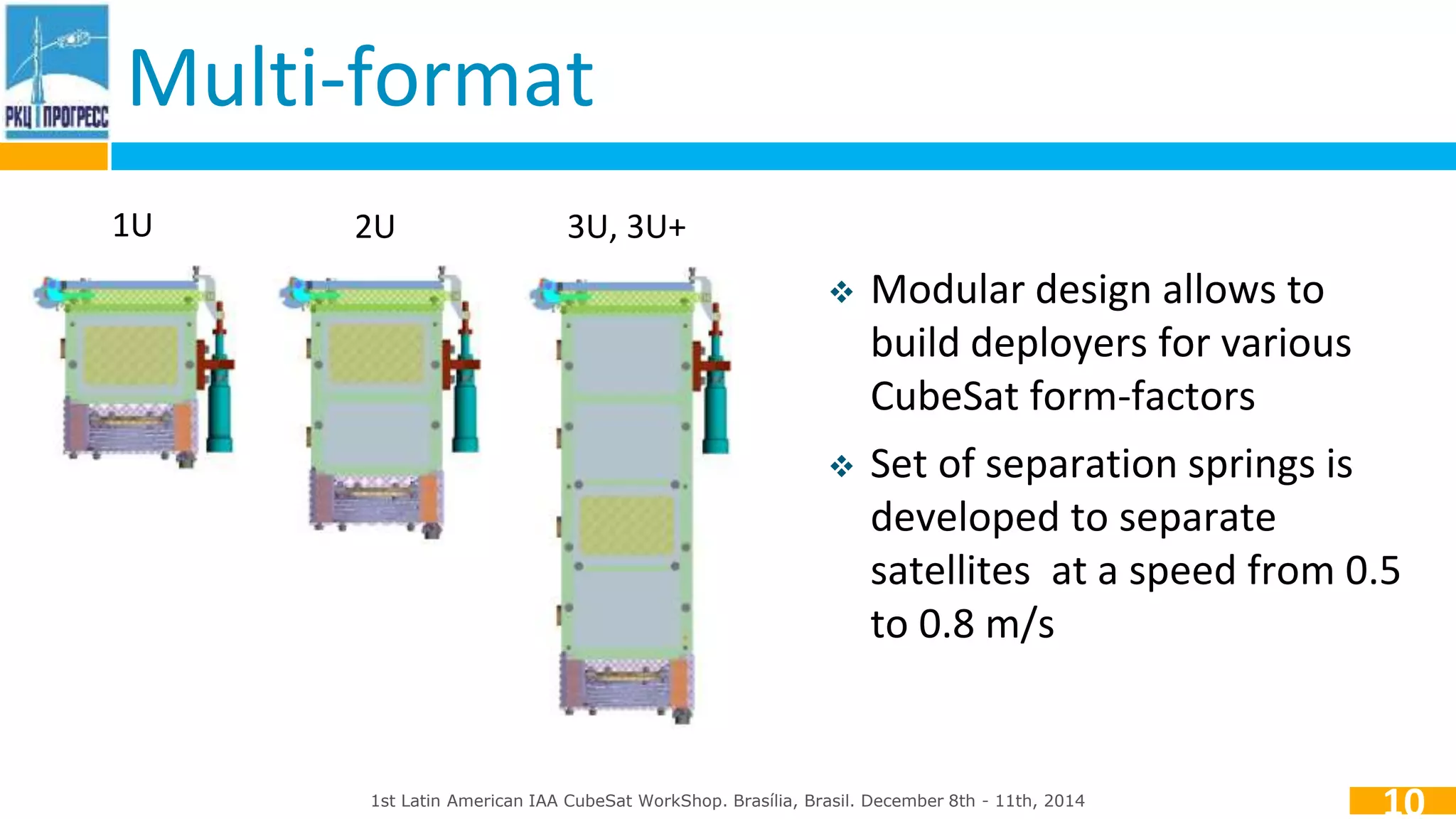 1U-3U+ Cubesat Deployer by JSC SRC "Progress" | PPTX