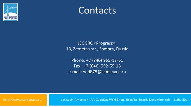 1U-3U+ Cubesat Deployer by JSC SRC "Progress" | PPTX