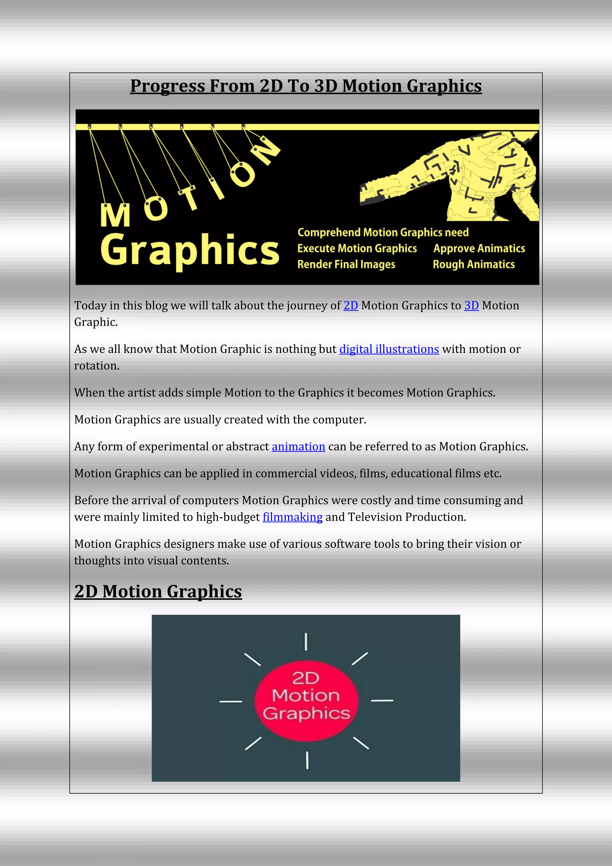 Progress From 2D To 3D Motion Graphics | PDF