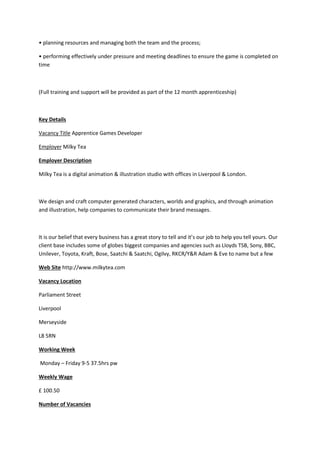 Progression apprenticeship | DOCX | Apprenticeships | Careers