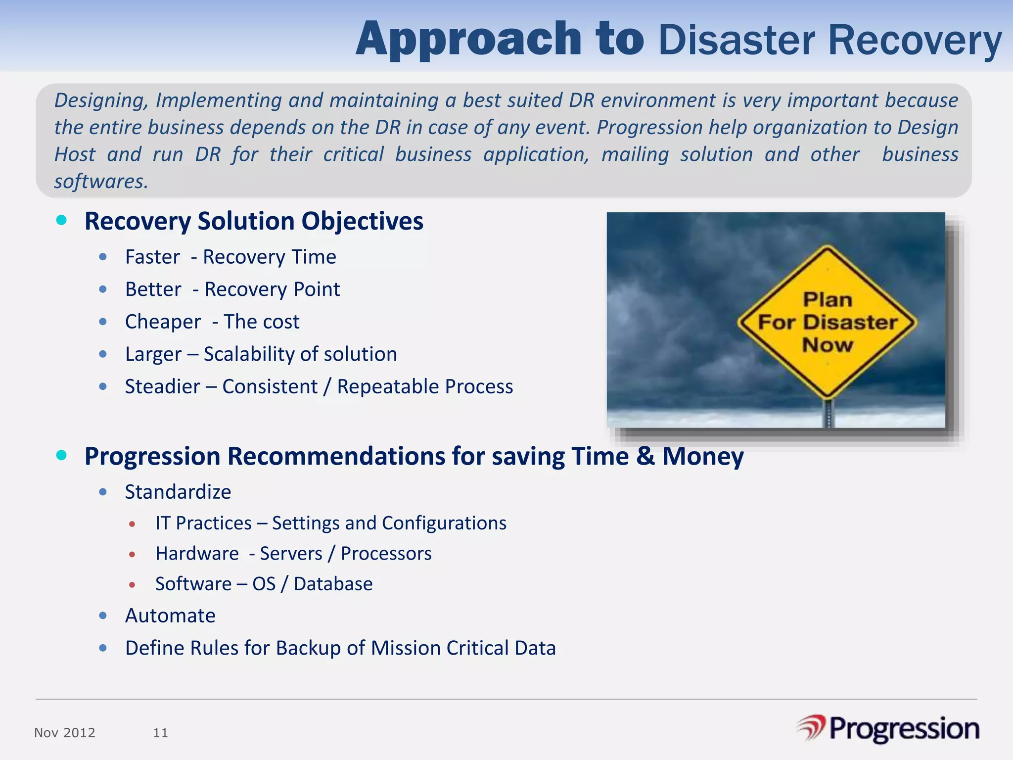 Progression: Disaster Recovery as a Service | PPT