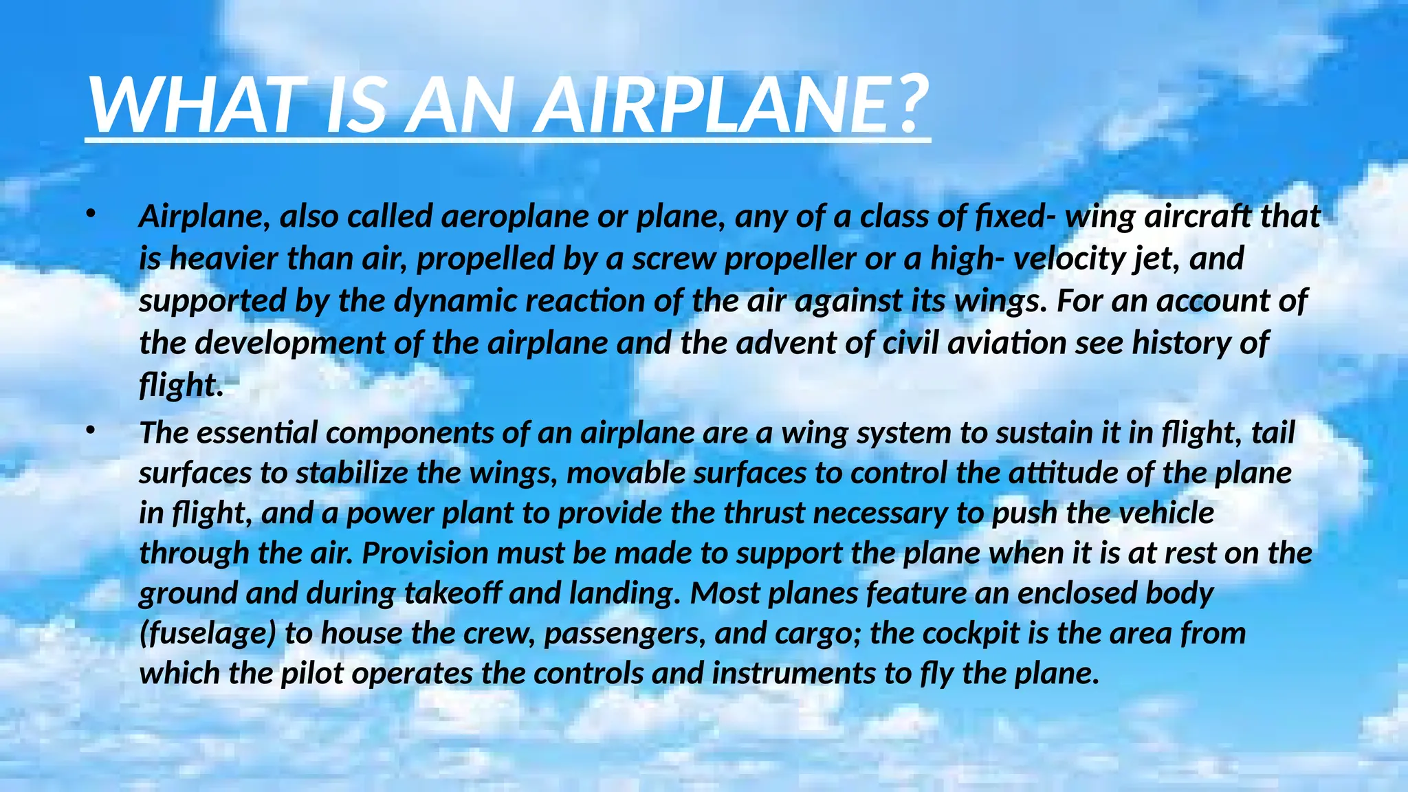 PROGRESSION OF AIRPLANES.pptx , ,,,,,,,, | PPTX