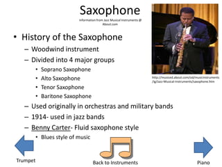 Progression of jazz instruments | PPTX