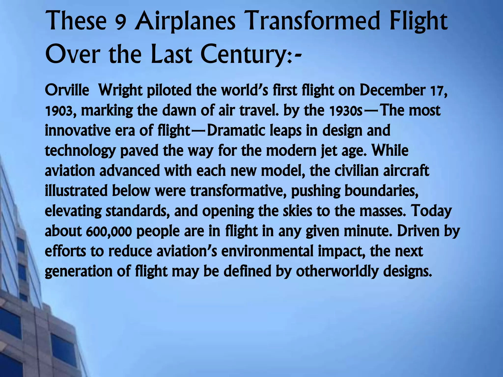 Progression of Models of Airplanes | PPTX