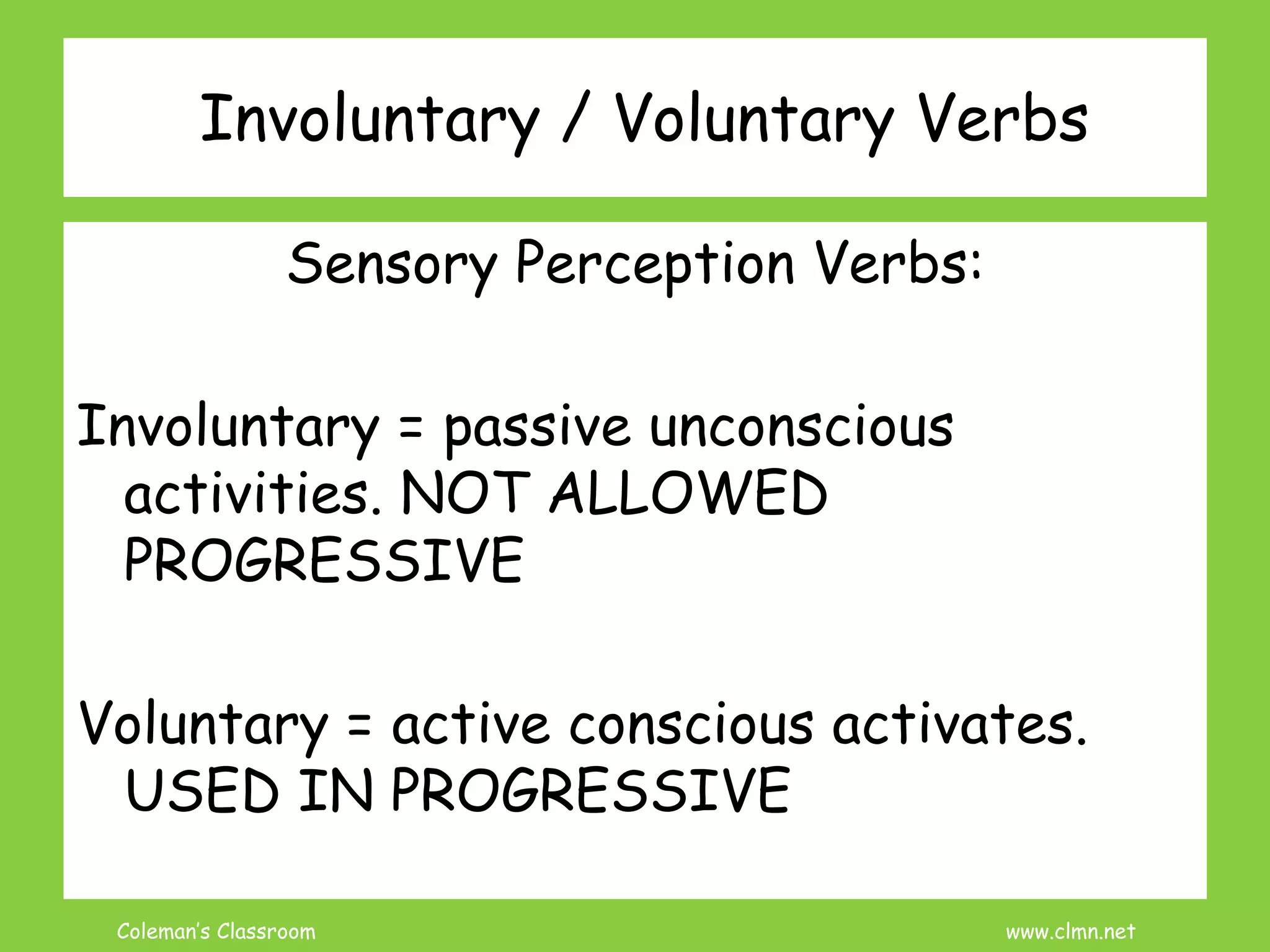 Verb Review- Special Problems with Progressive Verbs | PPT