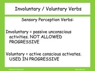 Verb Review- Special Problems with Progressive Verbs | PPT